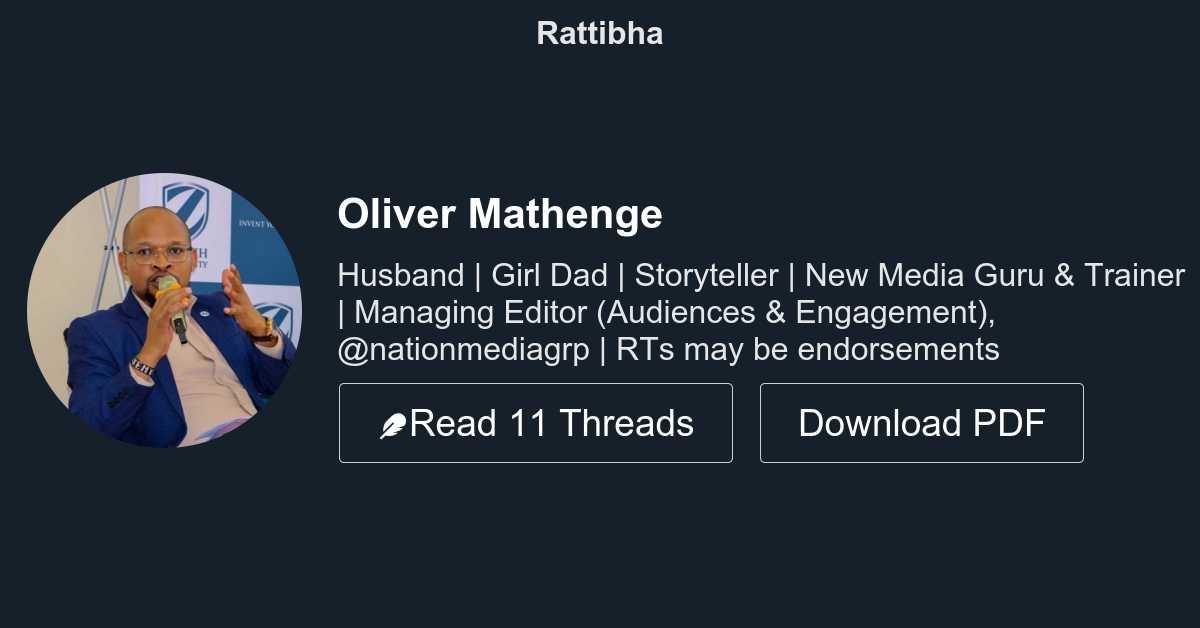 Threads from Oliver Mathenge - Rattibha