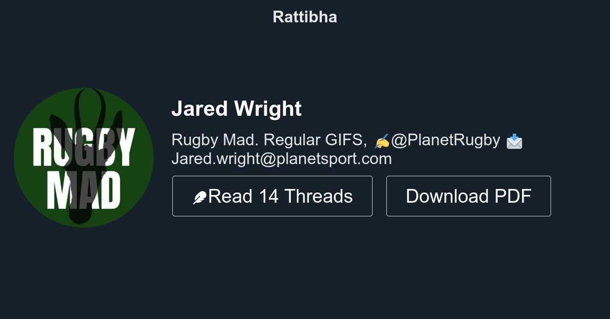 Threads from Jared Wright - Rattibha