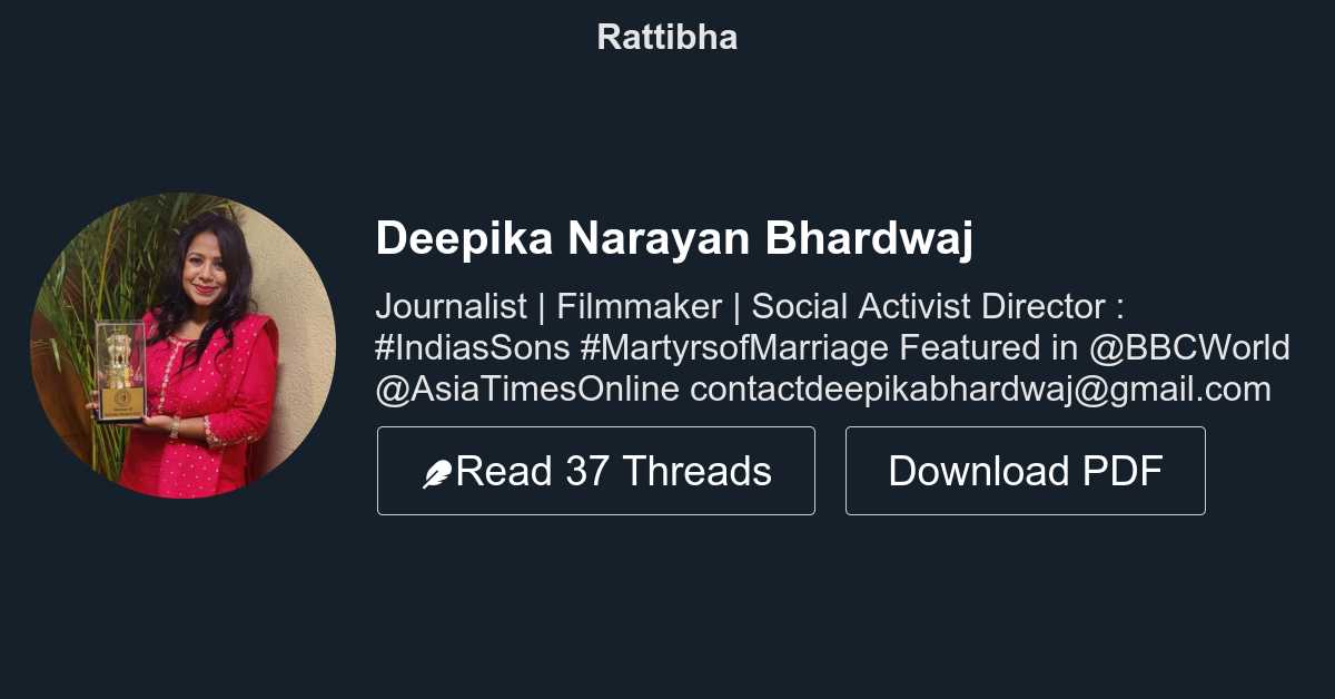 Threads from Deepika Narayan Bhardwaj - Rattibha