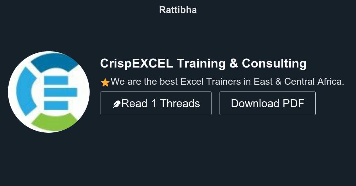 Threads From Crispexcel Training And Consulting Rattibha 1610